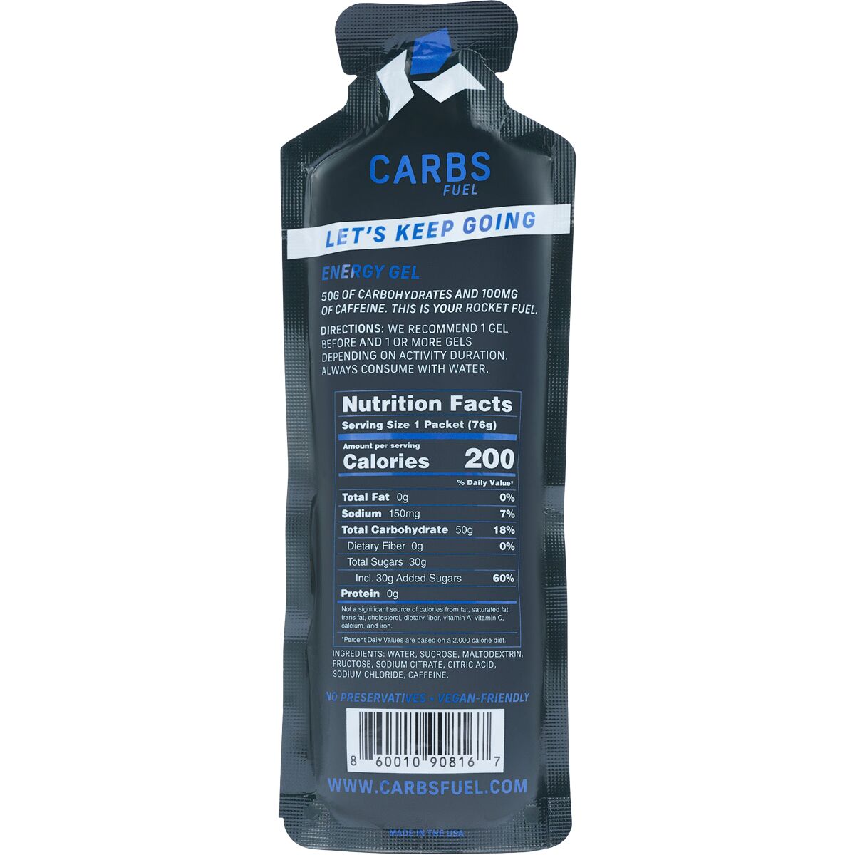 Carbs Fuel Caffeinated Energy Gels - Accessories