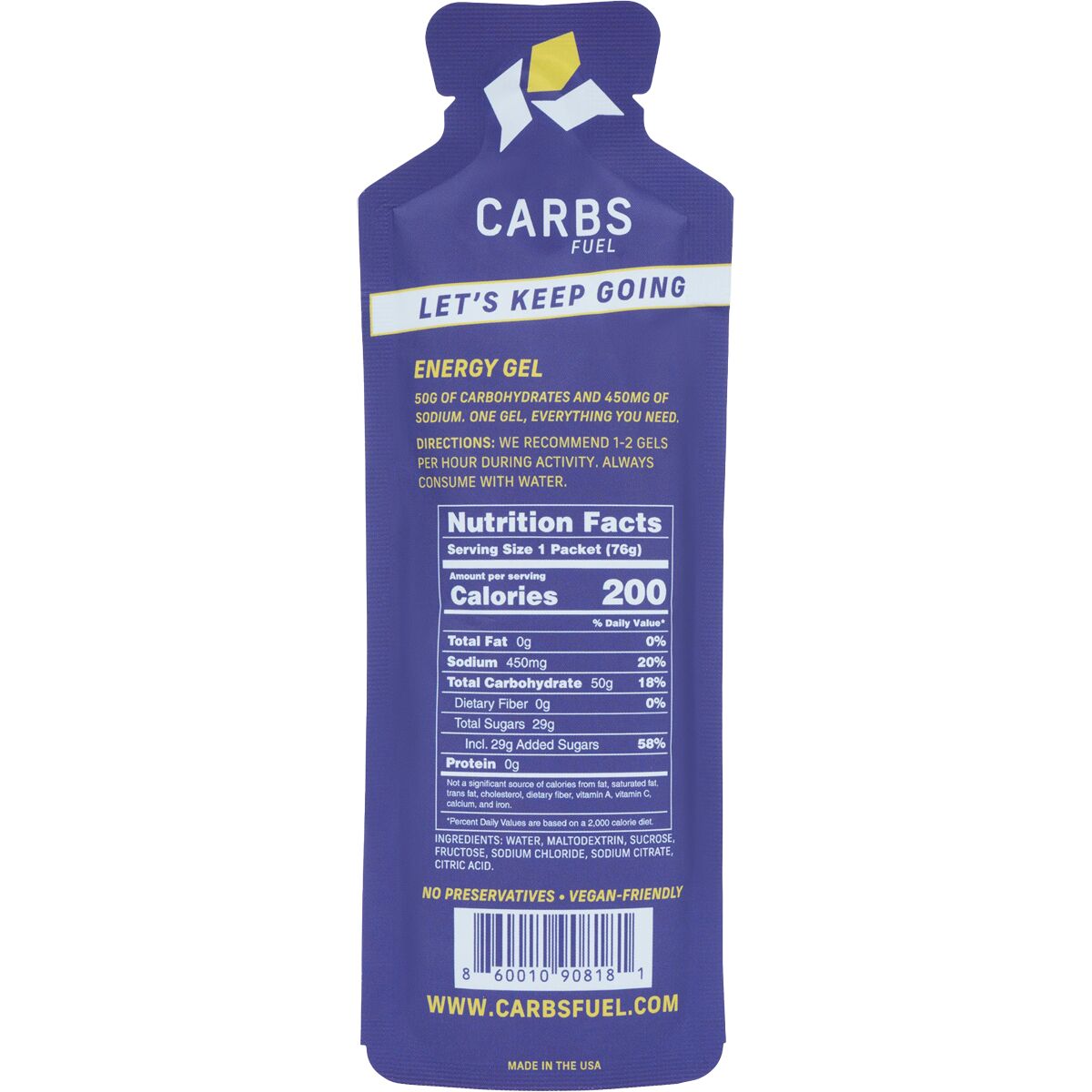 Carbs Fuel Salted Energy Gels - Accessories