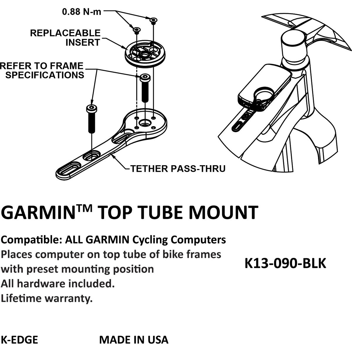 K-Edge Top Tube Computer Mount for Garmin - Men