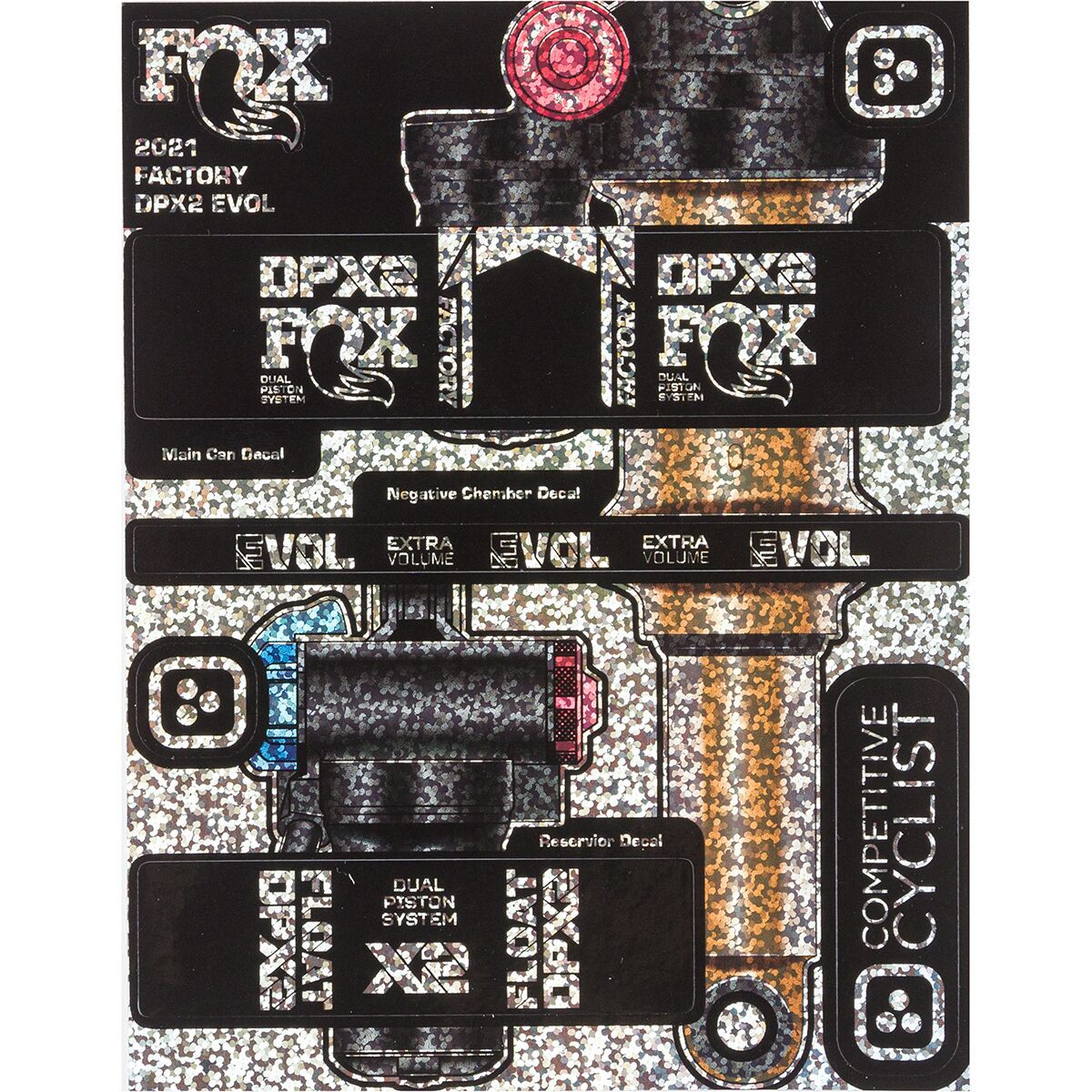 Stikrd Fox DPX2 Decal Kit - Components