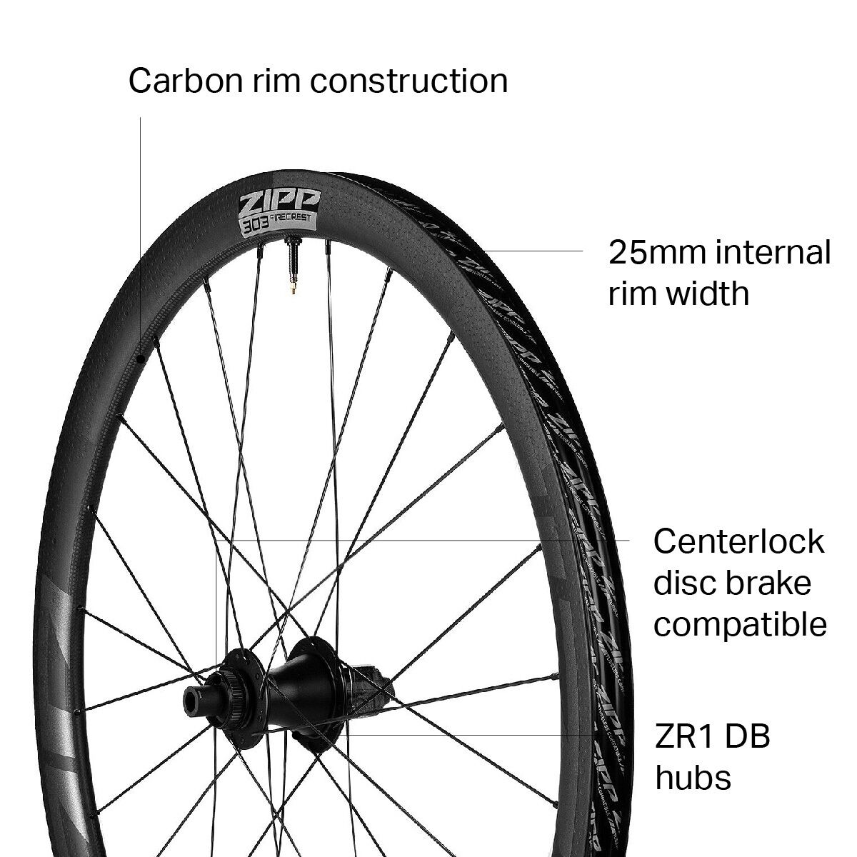 Zipp 303 Firecrest Carbon Disc Brake Wheel - Tubeless - Components
